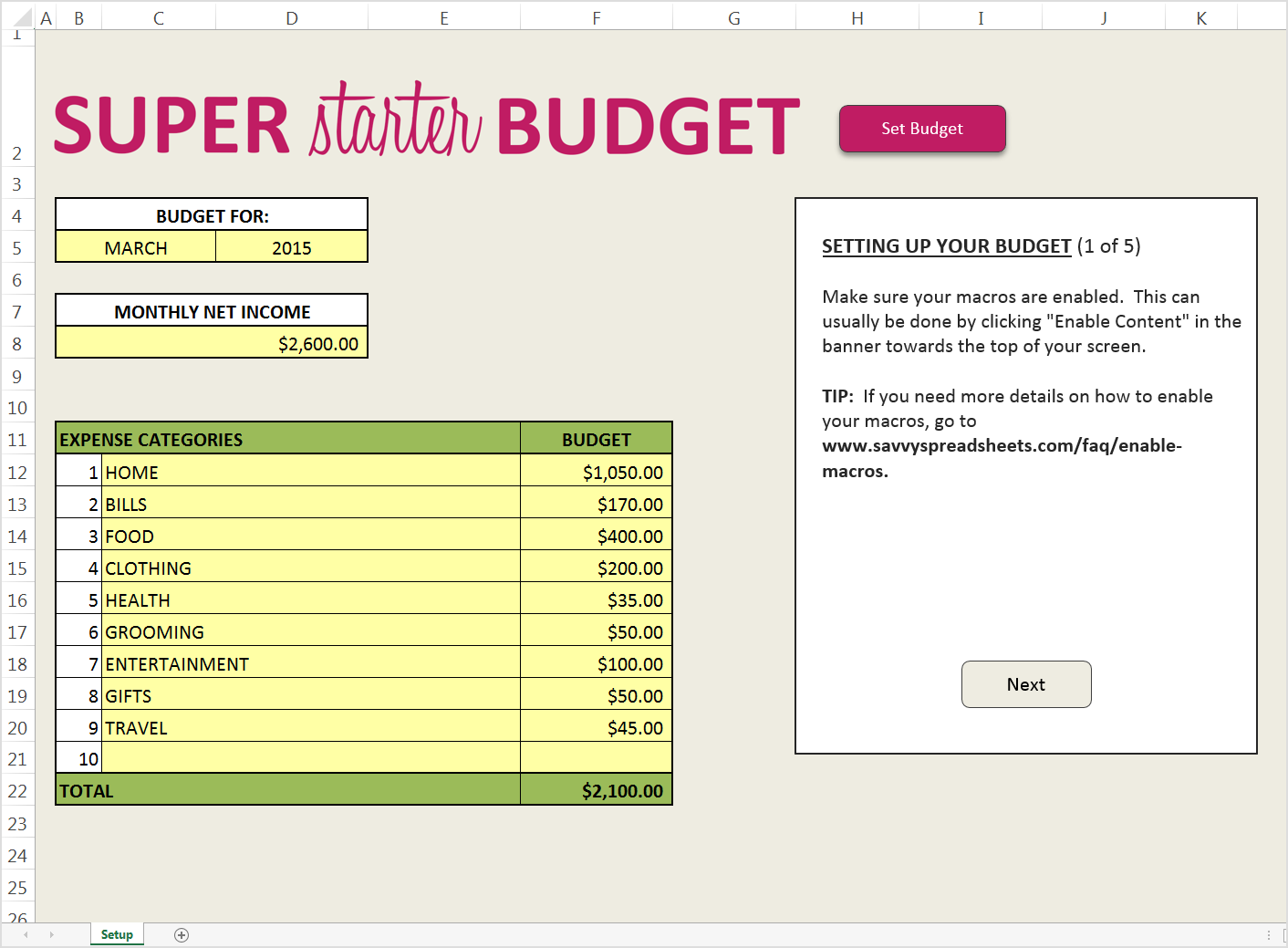 Free Budget Template That is Super Easy
