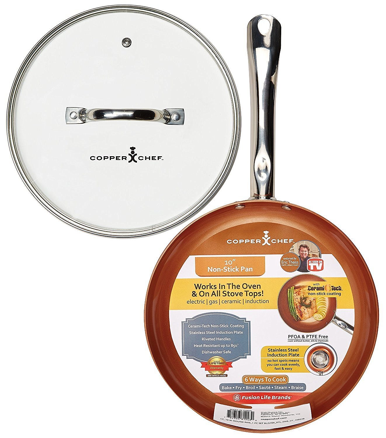 Tristar Products Round Chef Pan with Glass Lid, 10" Only $19.99!