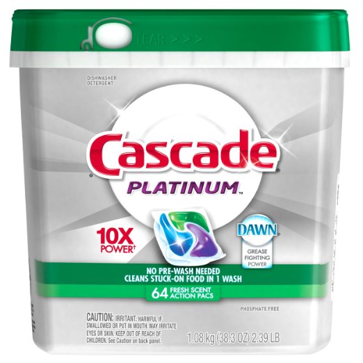 Cascade Action Dishwasher Pacs, 64 count $10.75