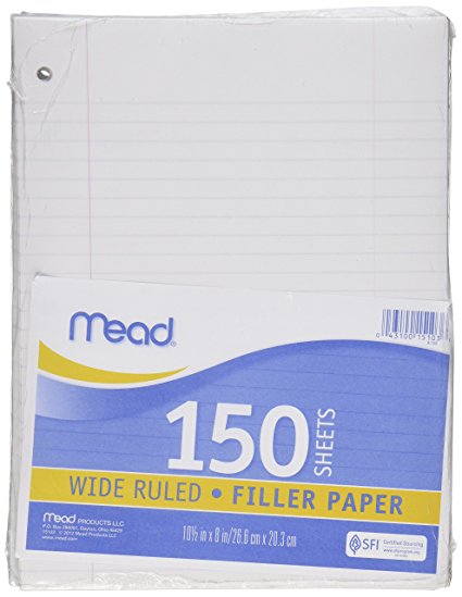 Mead Filler Paper, Loose Leaf Paper, Wide Ruled $1.52