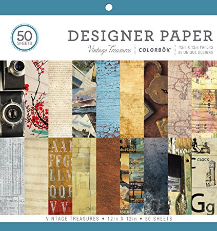ColorBok Designer Paper Pad Vintage Treasures, 12" x 12" $5