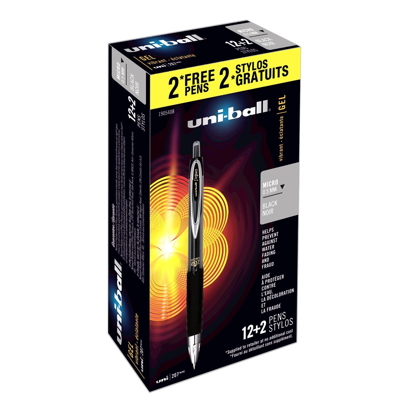 Uni-Ball 207 Retractable Gel Pens, Micro Point, Black Ink, 14 Count ...