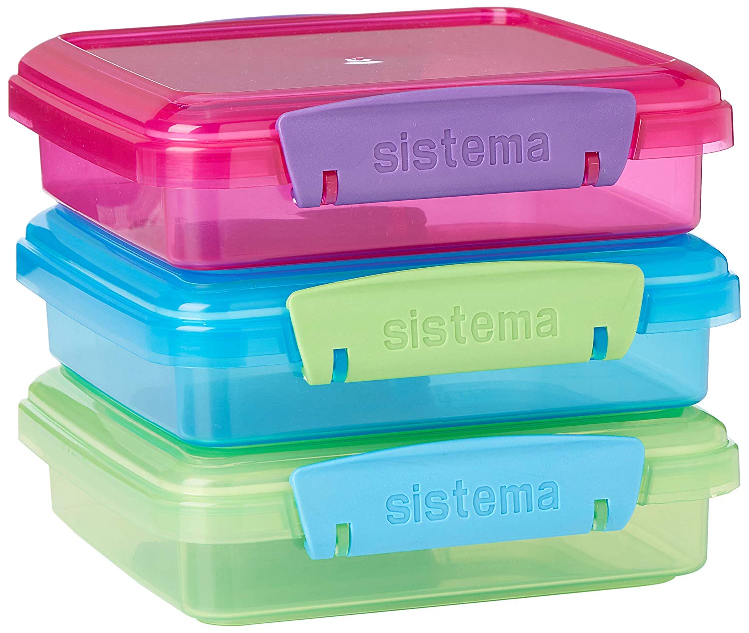 Sistema Lunch Collection Food Storage Containers, 1.9 Cup, 3 Pack, Blue ...