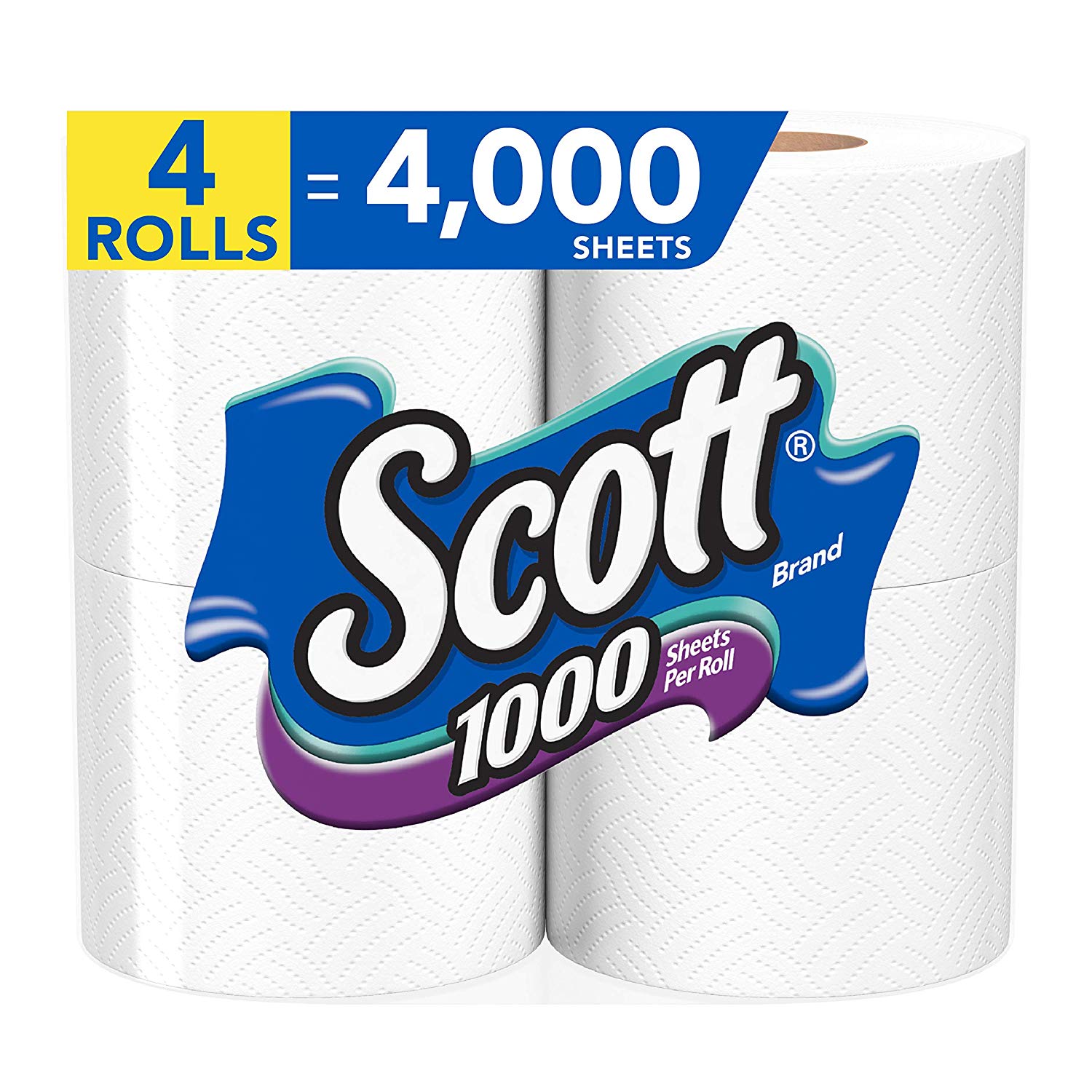 Scott 1000 Sheets Per Roll, 4 Toilet Paper Rolls, Bath Tissue $3.44