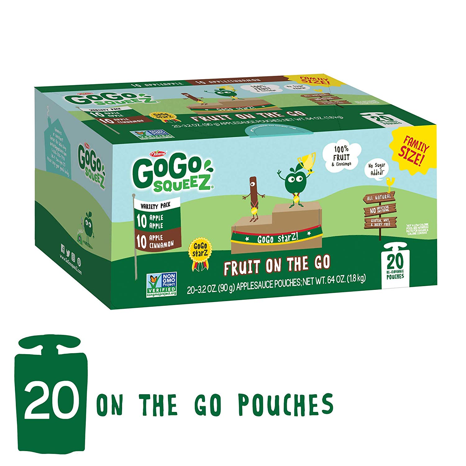 GoGo squeeZ Applesauce on the Go, Variety Pack (Apple Apple/Apple ...