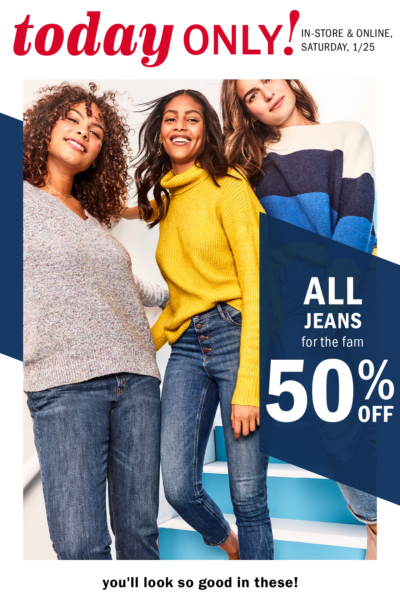 50% off All Jeans at Old Navy