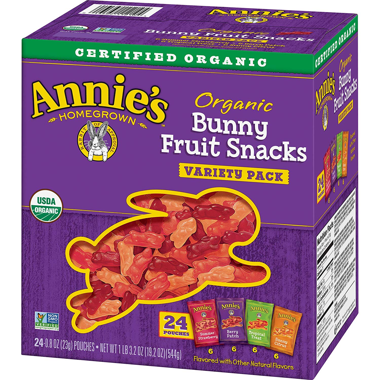 Annie s Organic Bunny Fruit Snacks Variety Pack 24 Pouches 0 8 Oz Annie s Organic Bunny Fruit Snacks Variety Pack 24 Pouches 0 8 Oz