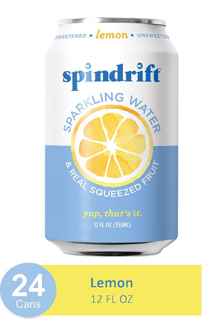 Spindrift Sparkling Water, Lemon Flavored, Made with Real Squeezed Fruit, 12 Fl Oz Cans, Pack of ...