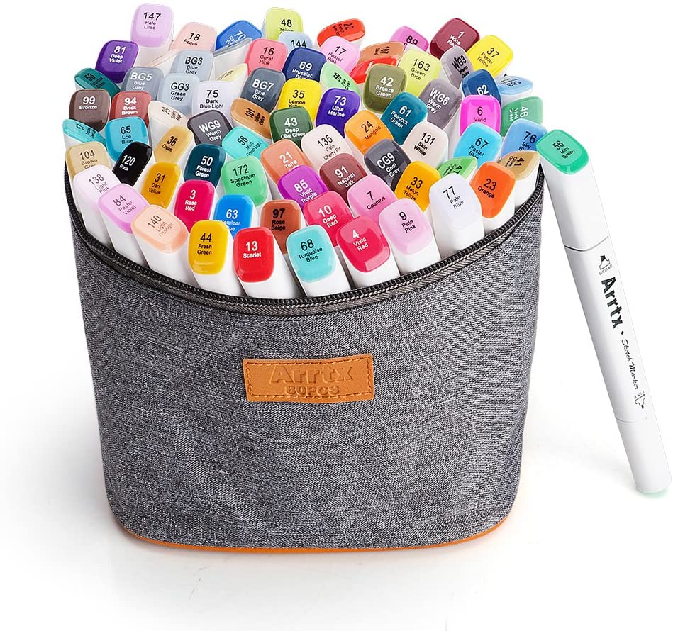80 Colors Arrtx Alcohol Based Art Markers Dual Tip with Carry Bag ...