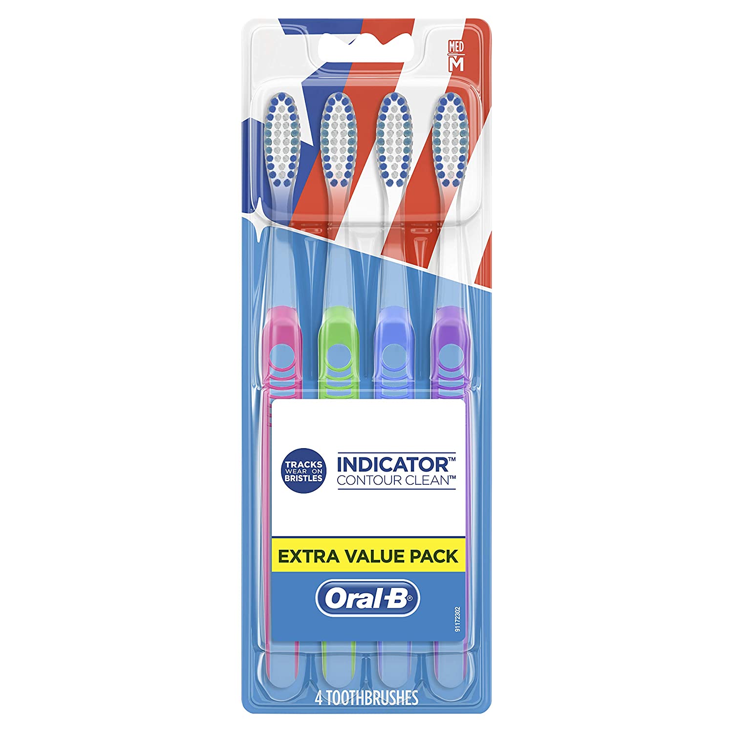 Oral-b Indicator Contour Clean Toothbrushes, Extra Value Pack, Medium ...