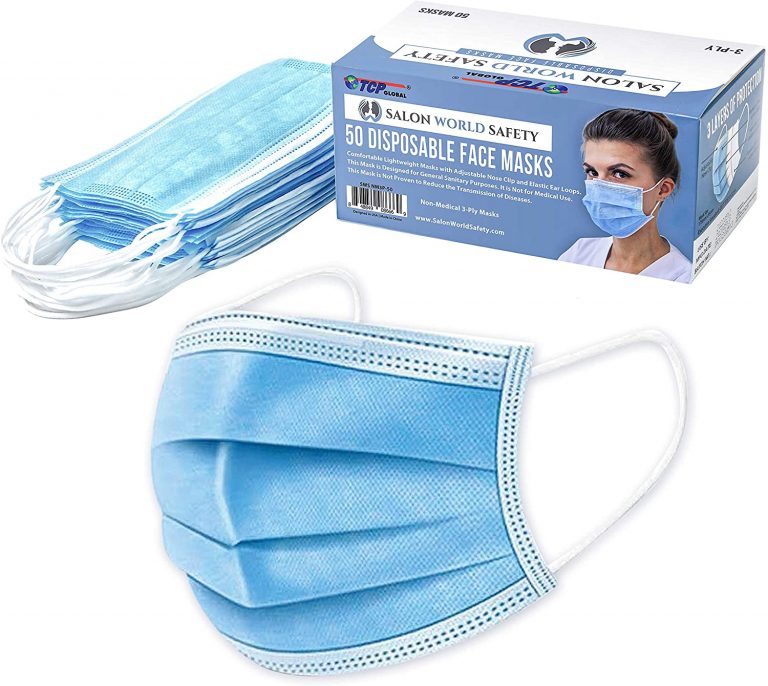 TCP Global Salon World Safety Masks - 3 Layer Disposable Protective ...