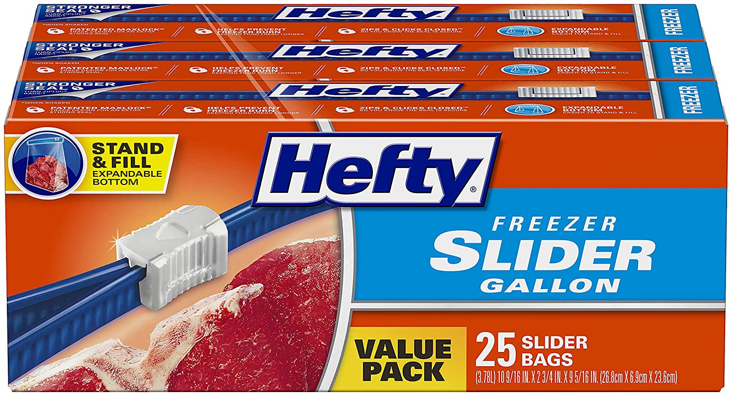 Hefty Slider Freezer Bags, Gallon Size, 75 Count $8.90