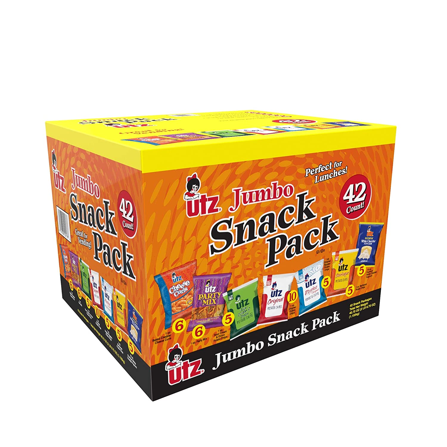 Utz Snack Variety Pack (Pack of 42) Individual Snacks, Includes Potato ...