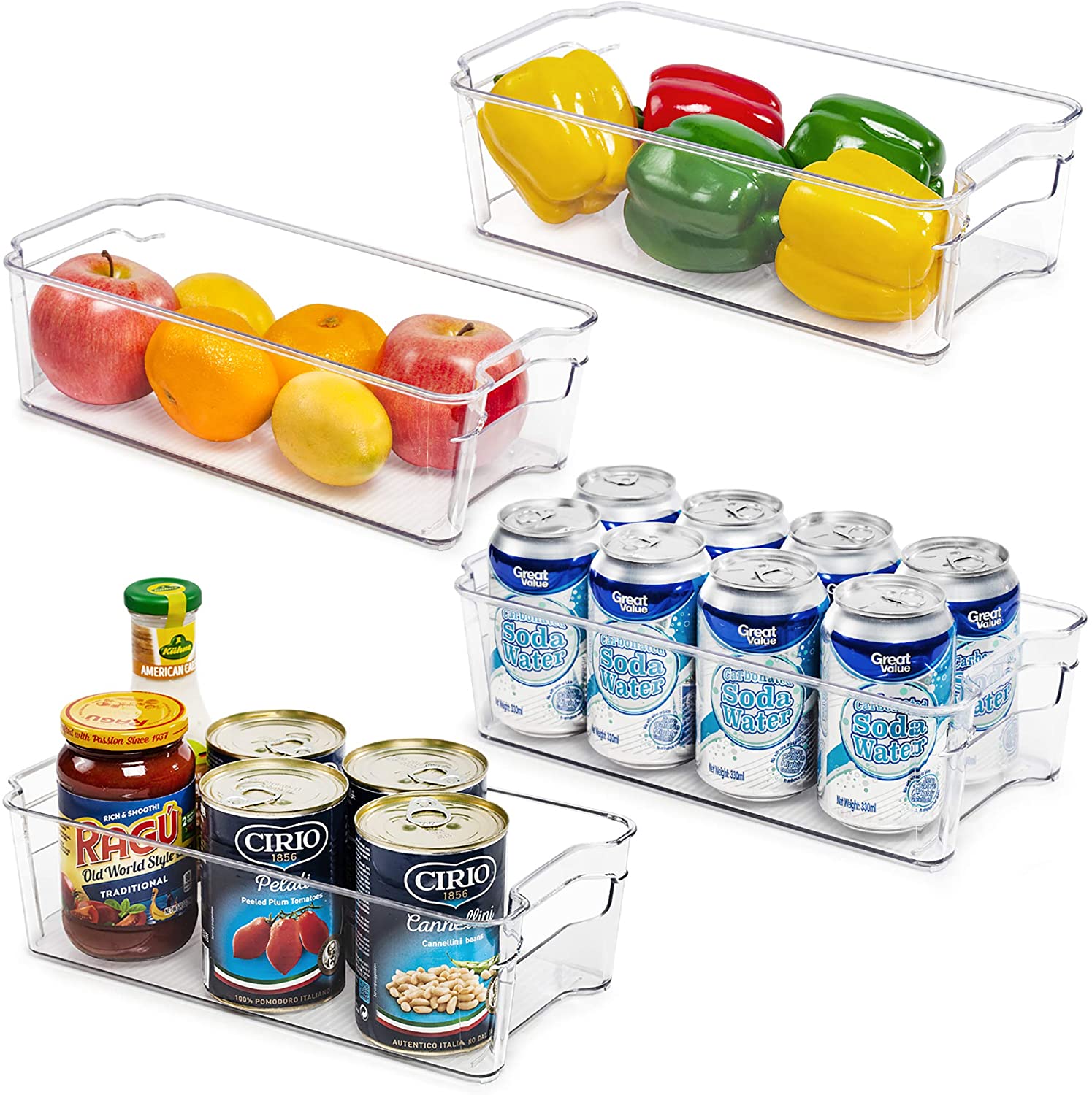 Refrigerator Organizer Bins, Vtopmart 4 Pack Medium Clear Plastic Food ...
