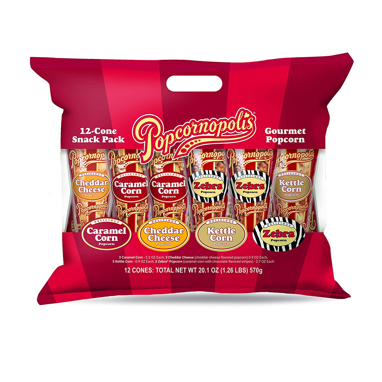 Popcornopolis Popcorn 12 Cone Snack Pack Only $14.44