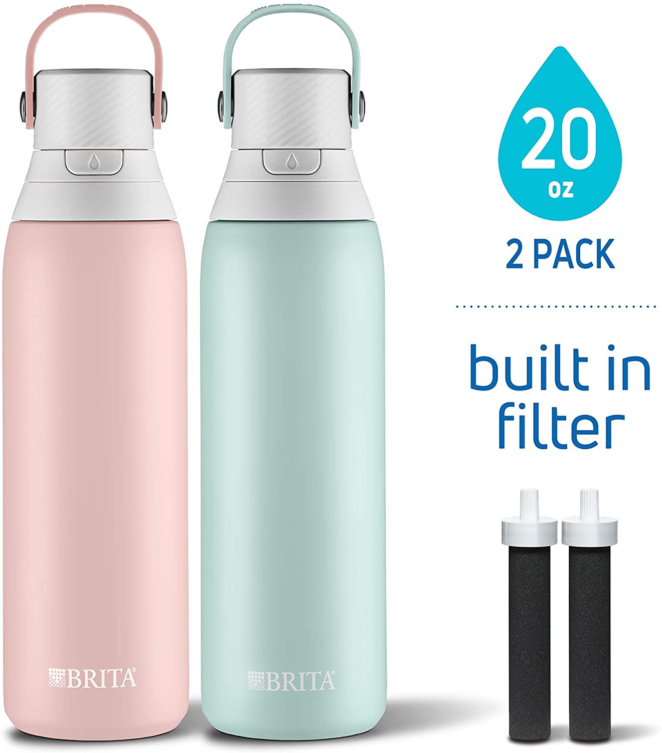 Brita 20 Ounce Premium Double Wall Insulated Stainless Steel Filtering ...