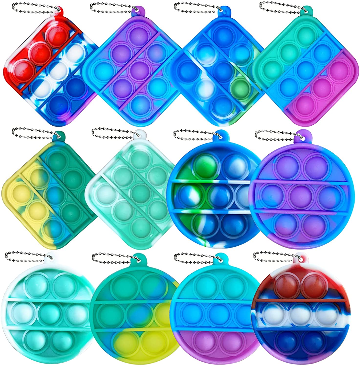Howstart 12 Pcs Mini Push pop Bubble Fidget Toy, Simple Fidget Toy ...
