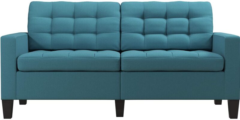 Dorel Living Emily Upholstered Sofa Couch Living Room Furniture, Teal ...