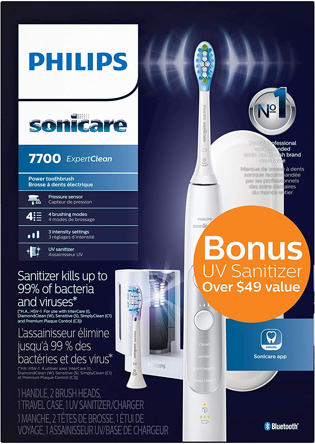 Philips Sonicare Expertclean 7700 Rechargeable Electric Toothbrush with ...