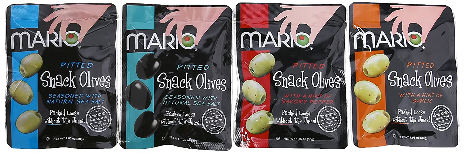 Mario Camacho Foods Pitted Snack Olives, Variety Pack,1.05 Ounce (Pack ...