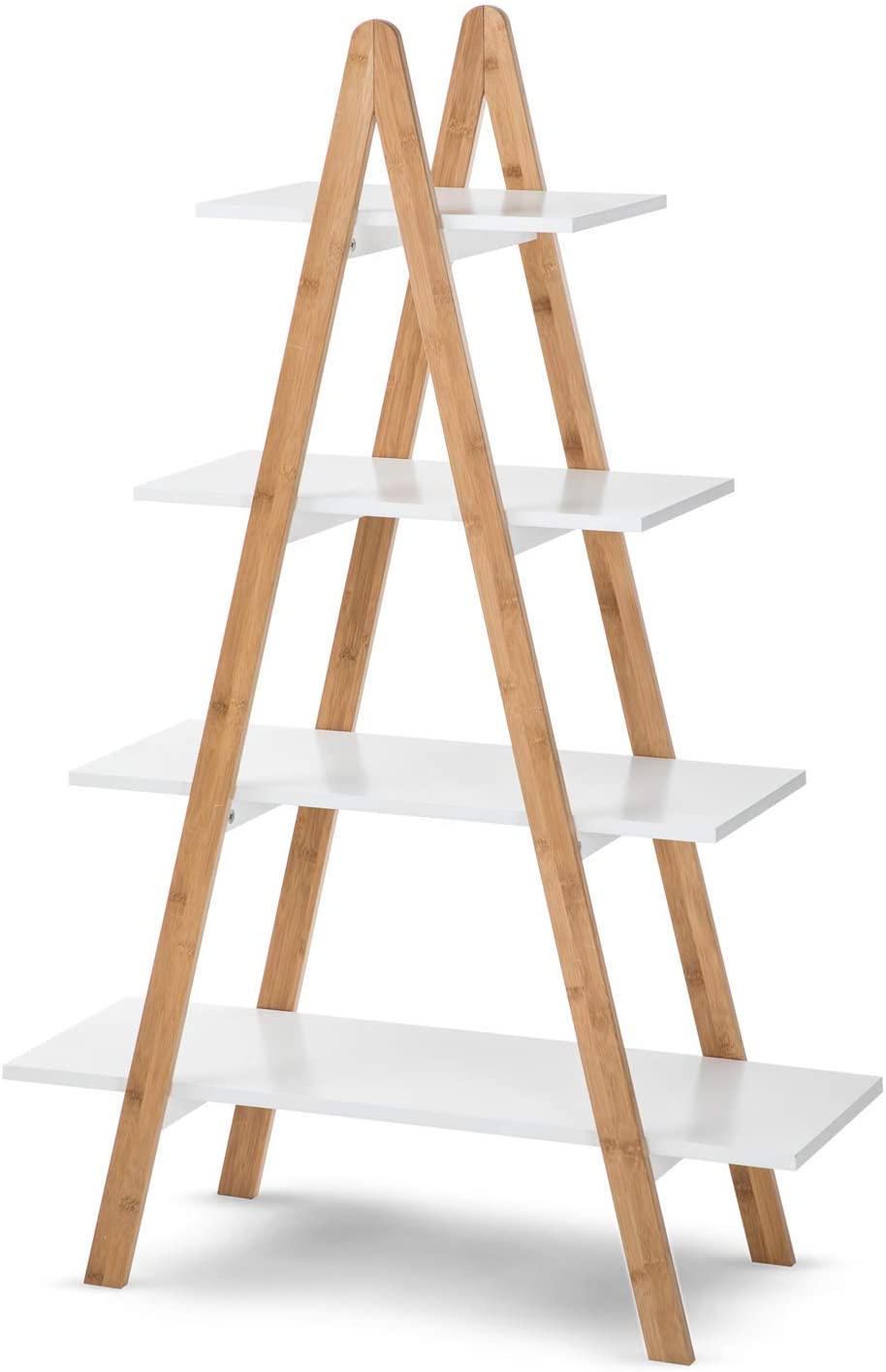 House of Living Art A-Frame Ladder Shelf with 4-Tiers of Storage, White ...