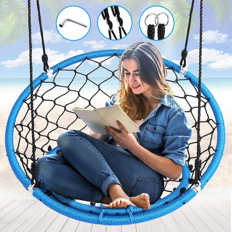 SereneLife Web Chair Swing 35.5" Inch Hanging Netted Seat Kids Indoor ...