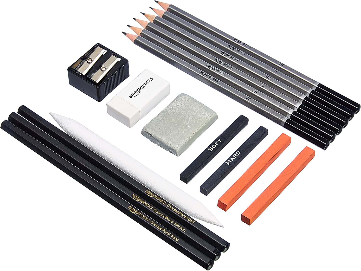 Amazon Basics Sketch and Drawing Pencil Set - Artist-Grade Quality, 17 ...