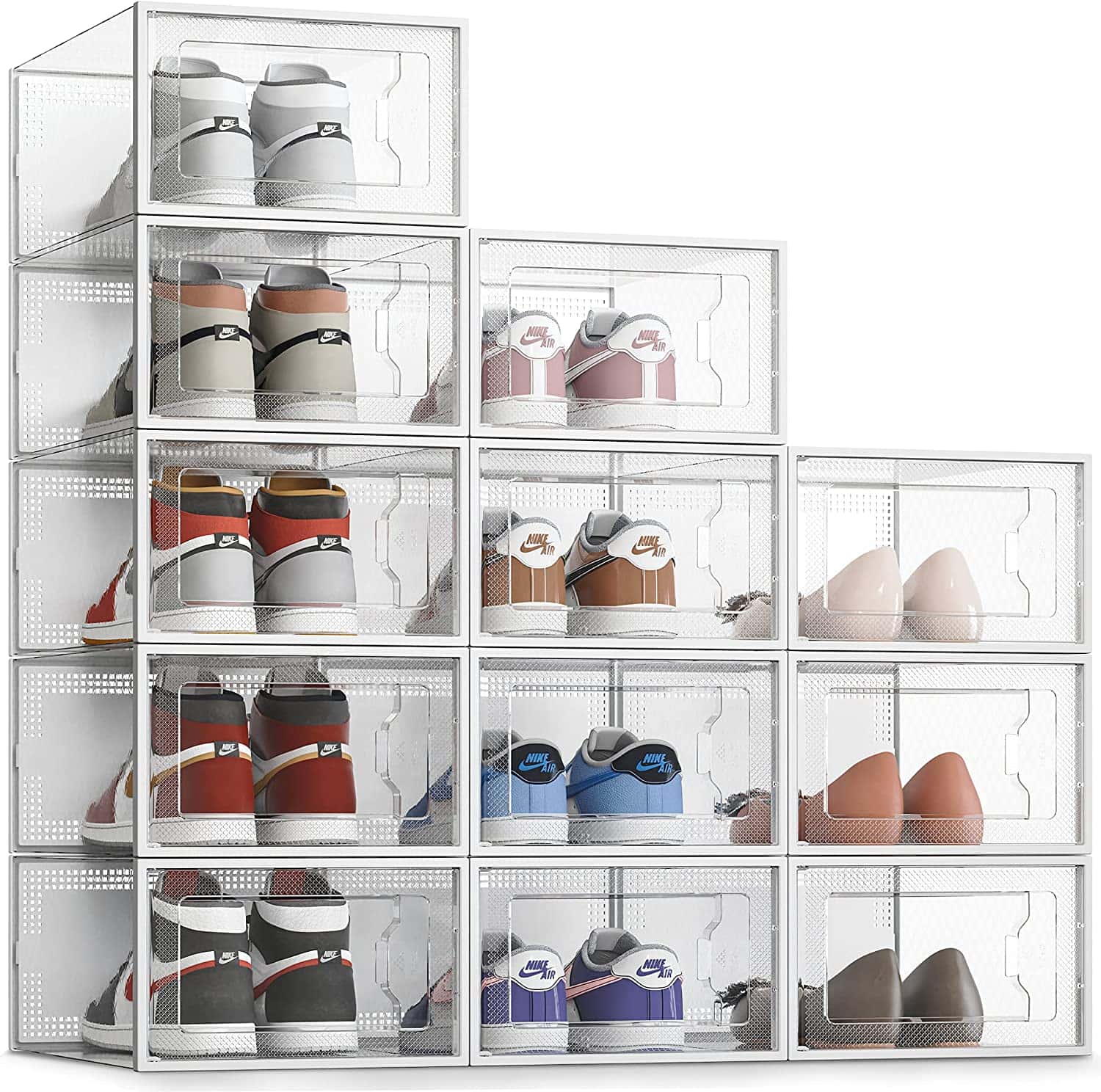 SEE SRPING XX-Large 12 Pack Shoe Storage Box, Clear Plastic Stackable ...