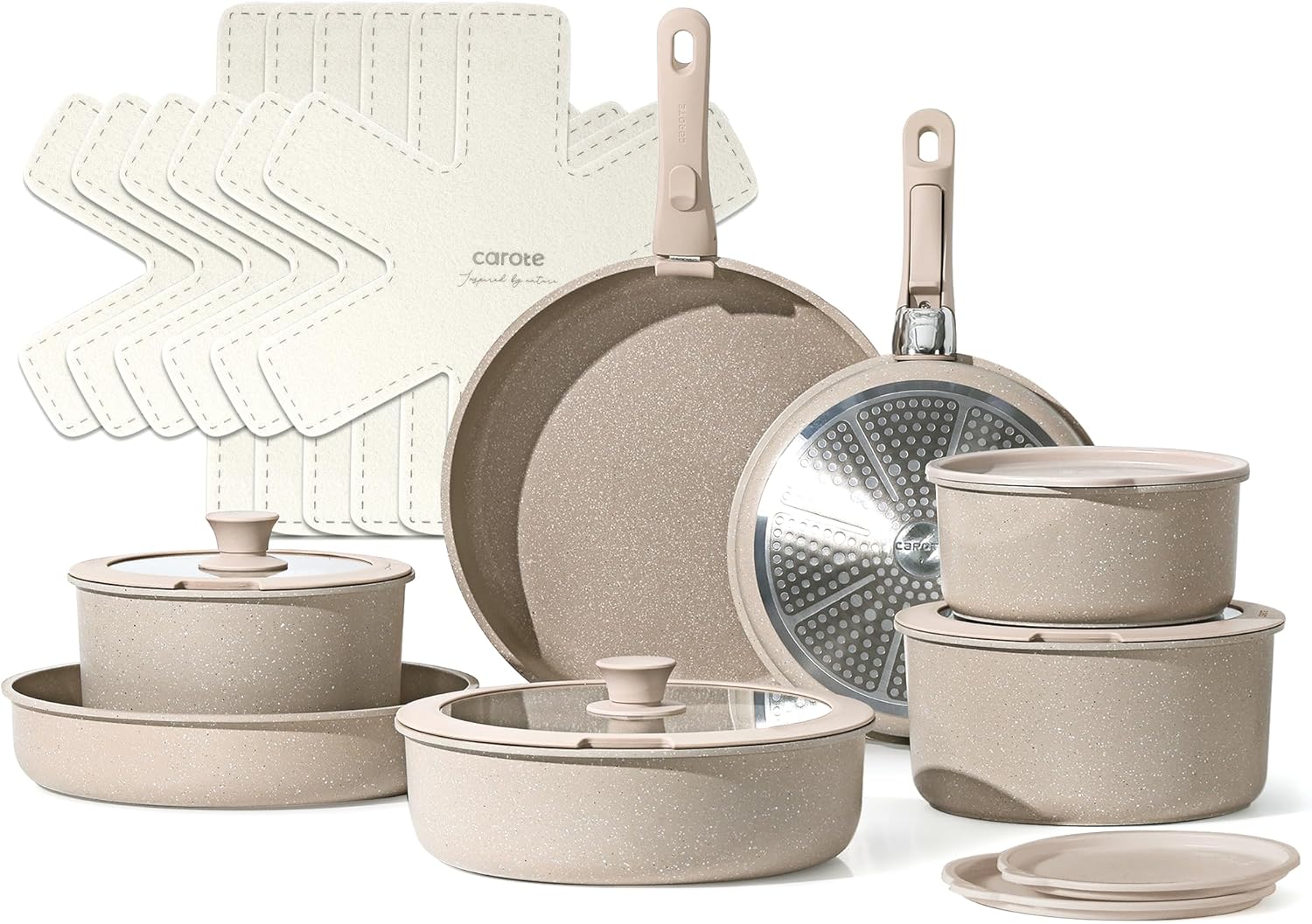 CAROTE 21pcs Detachable Handle Pots and Pan Set Only $89.99