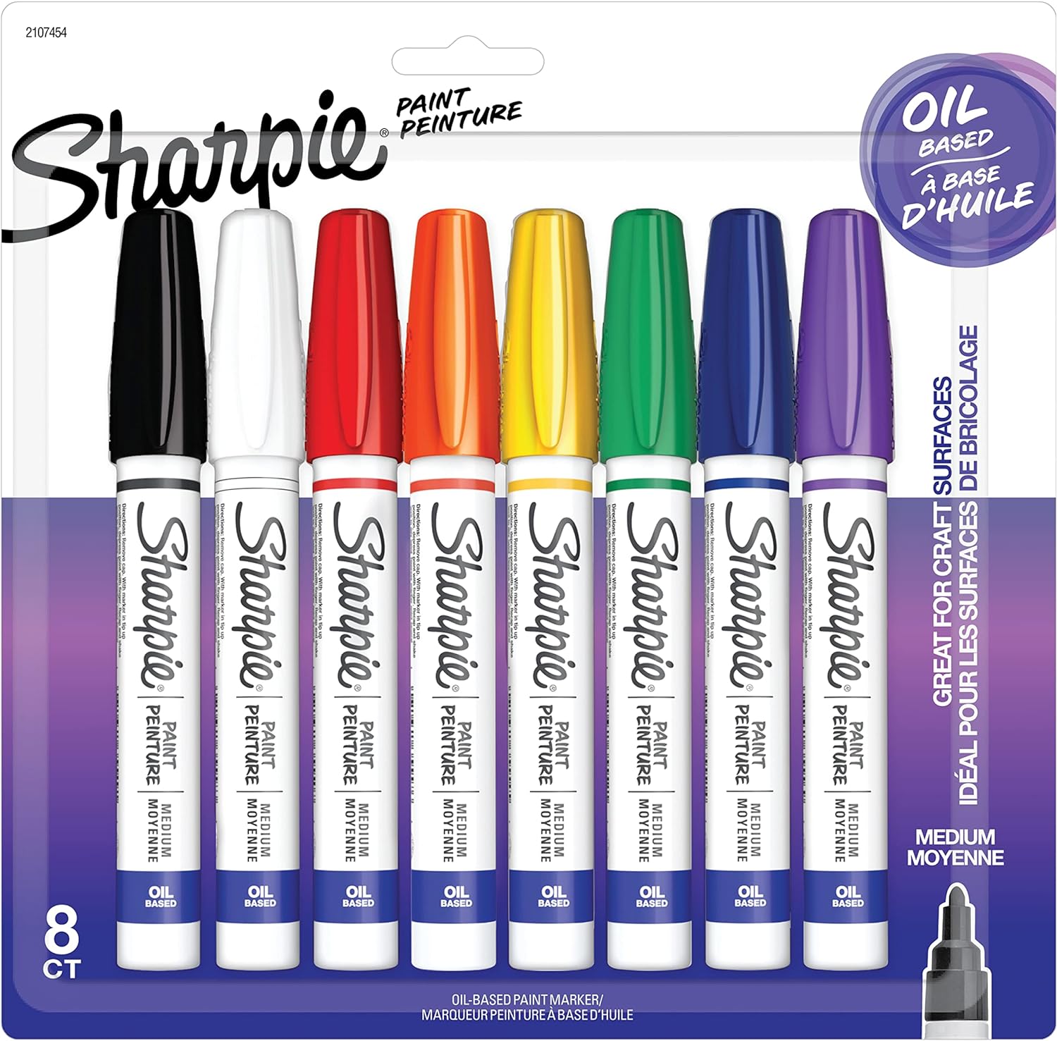SHARPIE Oil-Based Paint Markers, Medium Point, Assorted Colors, 8 Count ...