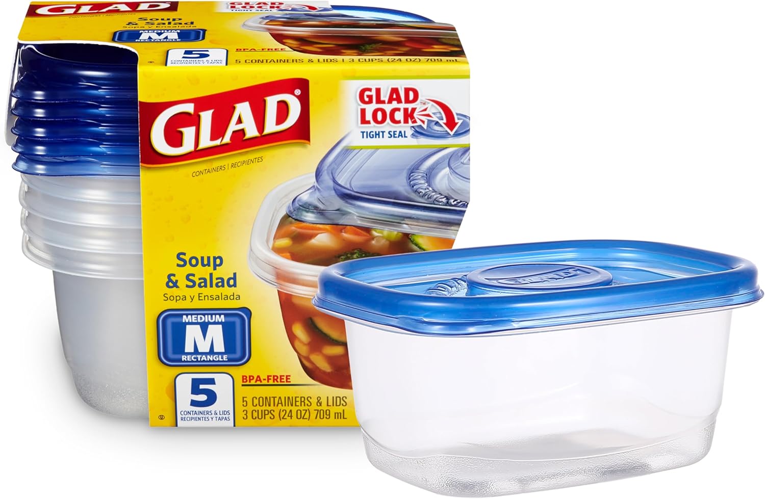 GladWare Medium Rectangle Containers, 5 Count Set Only $3.59