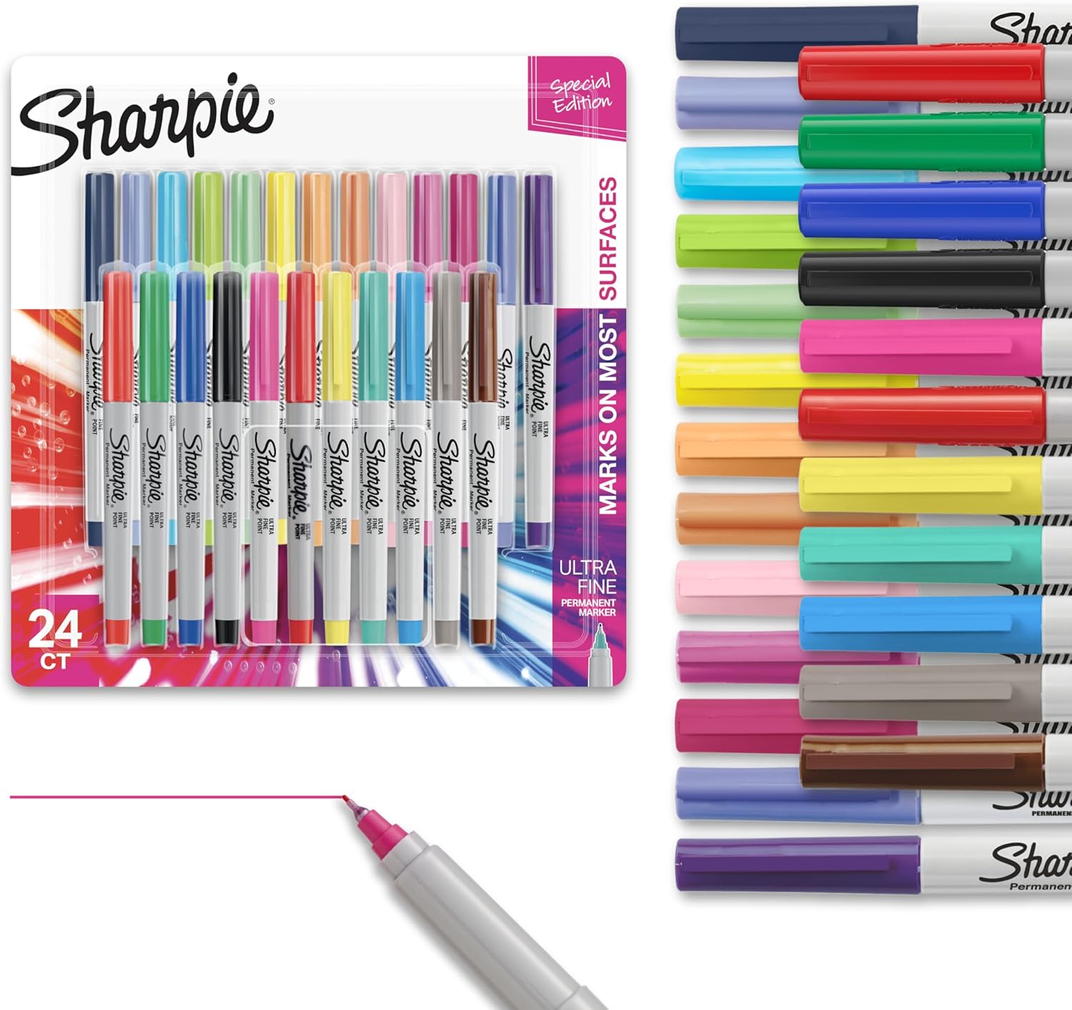 Sharpie Color Burst Permanent Ultra-Fine Tip Markers, 24 Count Only $12.42