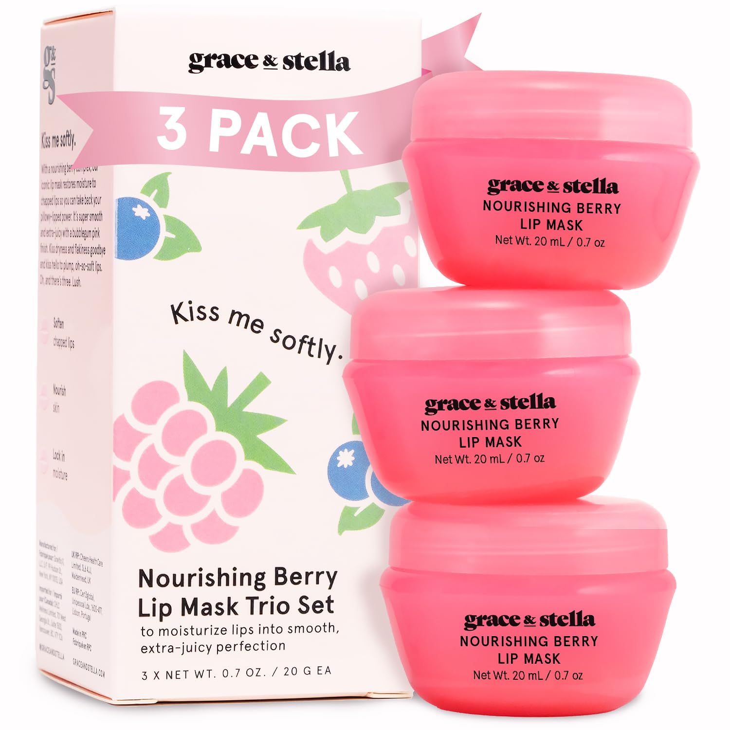 Grace & Stella Nourishing Berry Lip Mask, 3 Pack Only $13.96