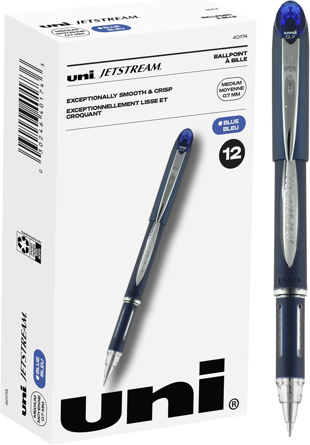 uniball Jetstream Ballpoint Pen, 0.7 Mm, Blue Ink, 12 Pack Only $10.83