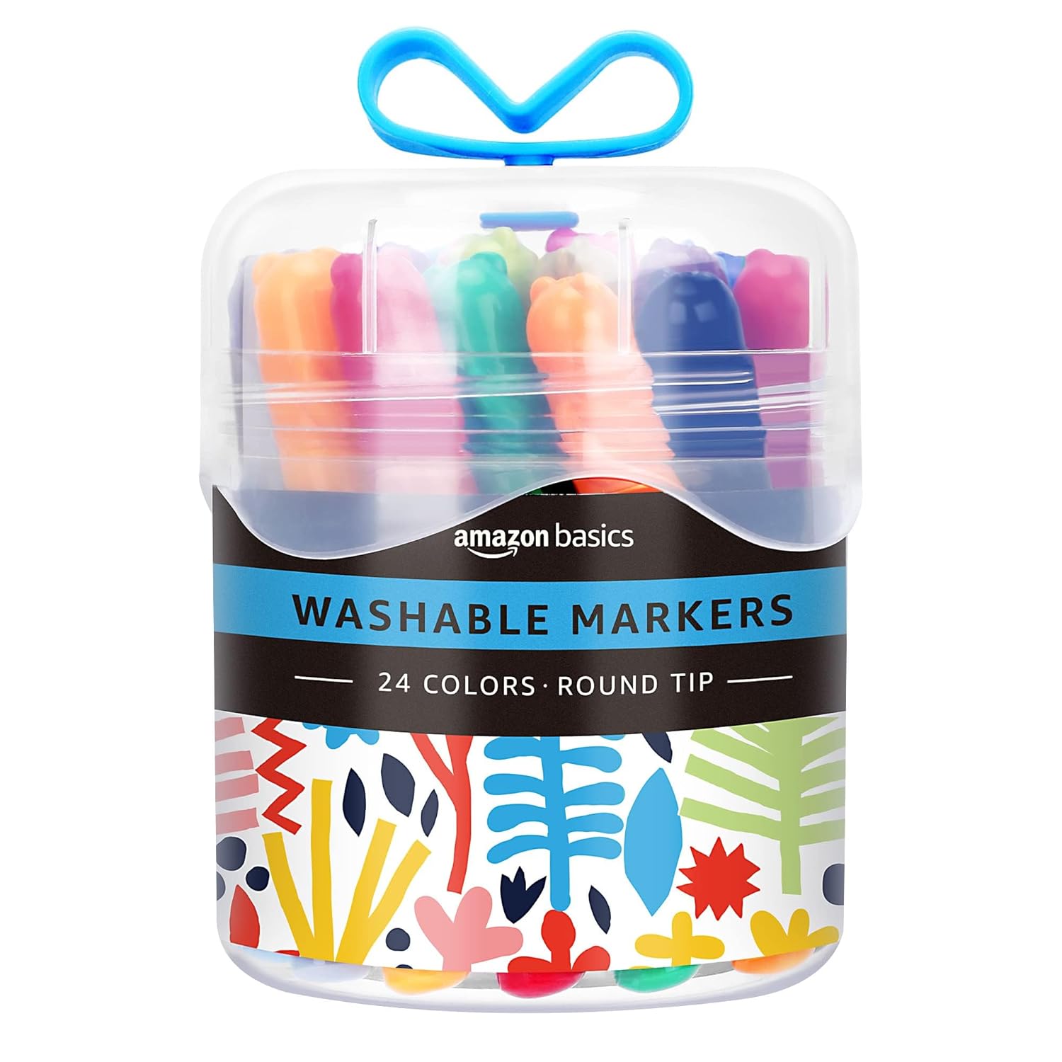 Amazon Basics Washable Markers for Kids, Round Tip Assorted, 24 Pack ...