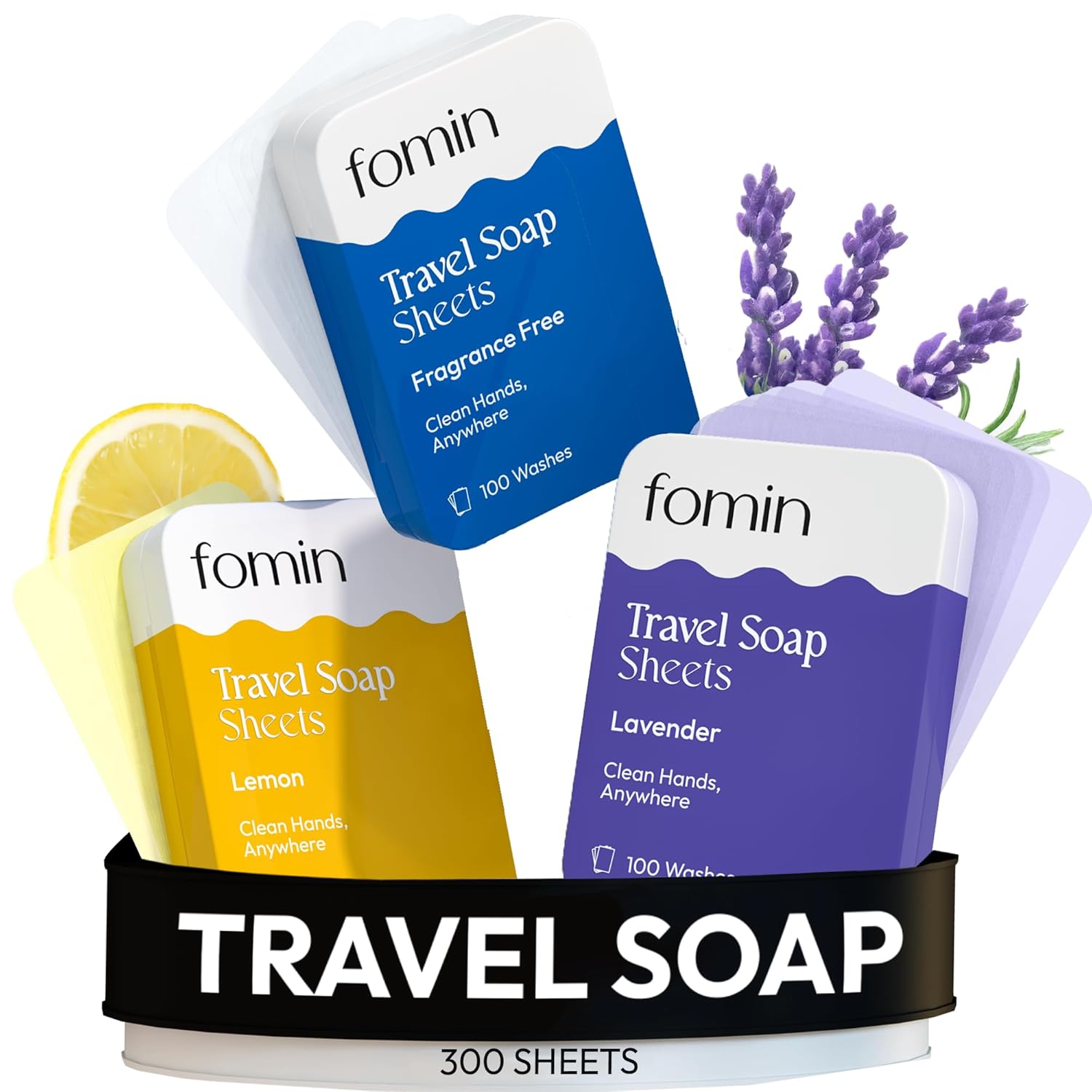 FOMIN - Antibacterial Paper Soap Sheets Tin for Traveling - (300 Sheets ...