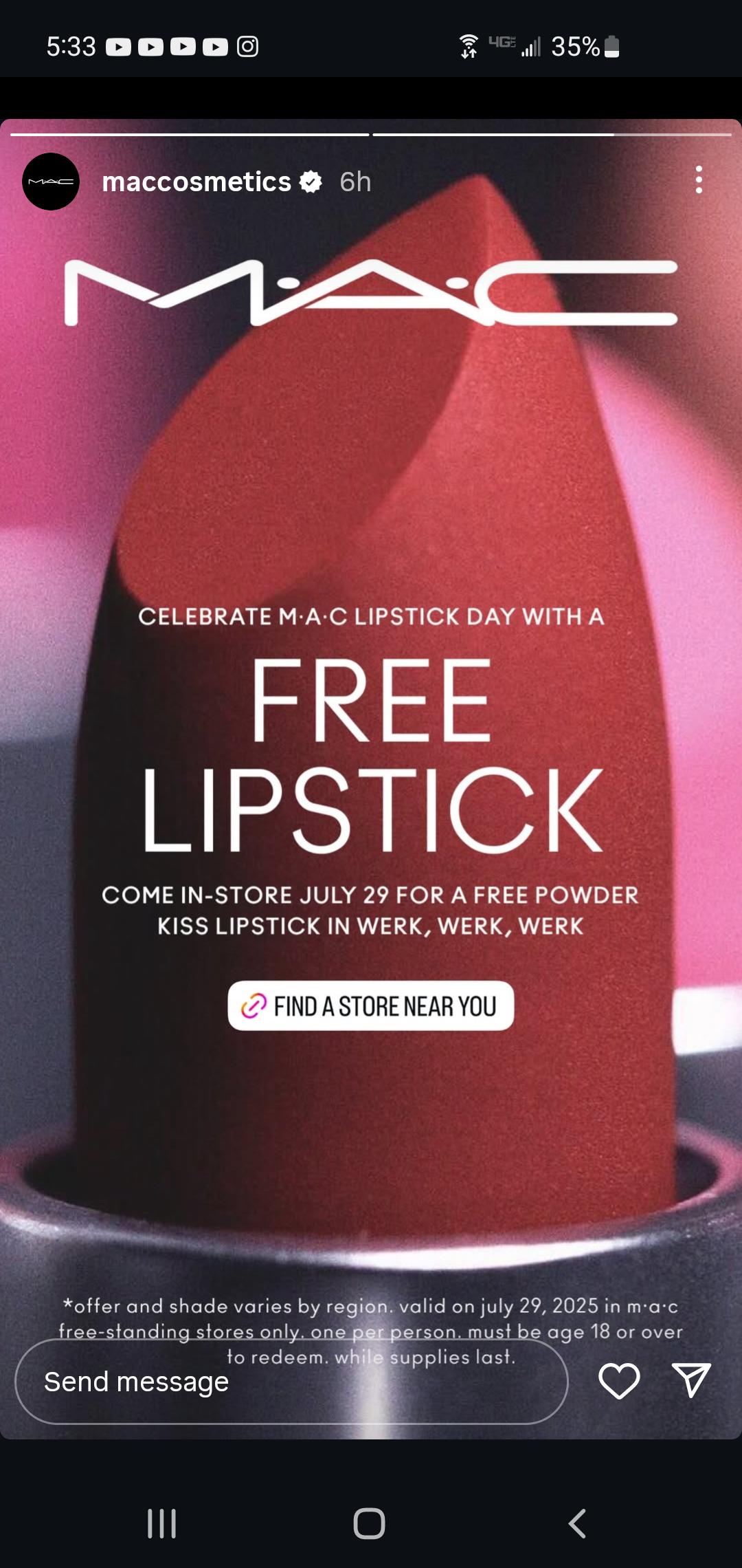 Monday Freebies - Free Powder Kiss Lipstick at MAC Stores
