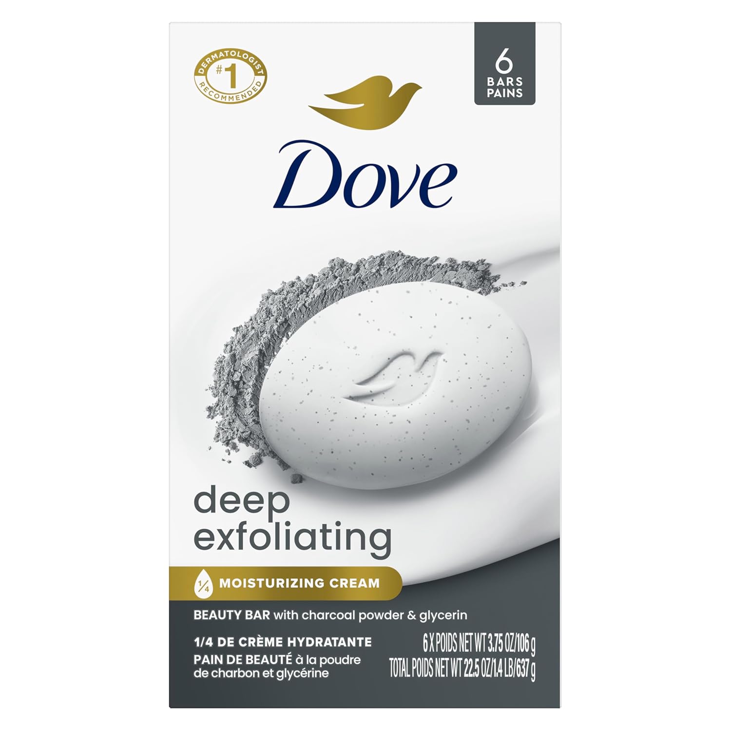 Dove Deep Exfoliating Charcoal Powder & Glycerin Beauty Bar Soap, 6 ...