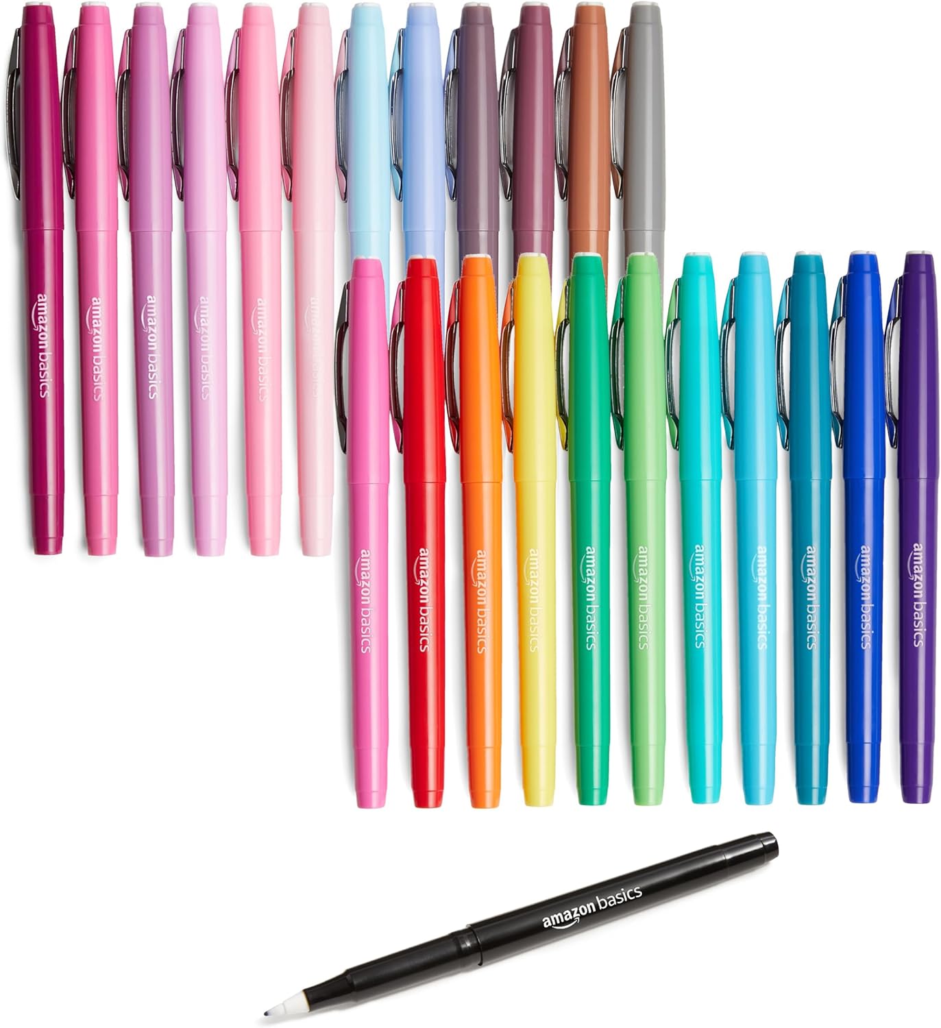 Amazon Basics Felt Tip Marker Pens, Assorted Colors, 24-Pack Only $10.09