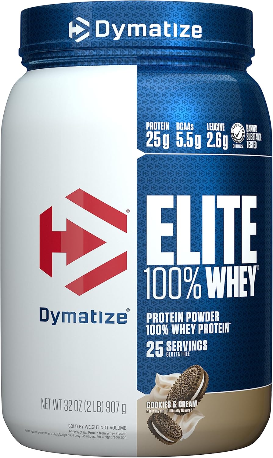 Dymatize Elite 100% Whey Protein Powder, Cookies & Cream, 32 oz Only $19.03
