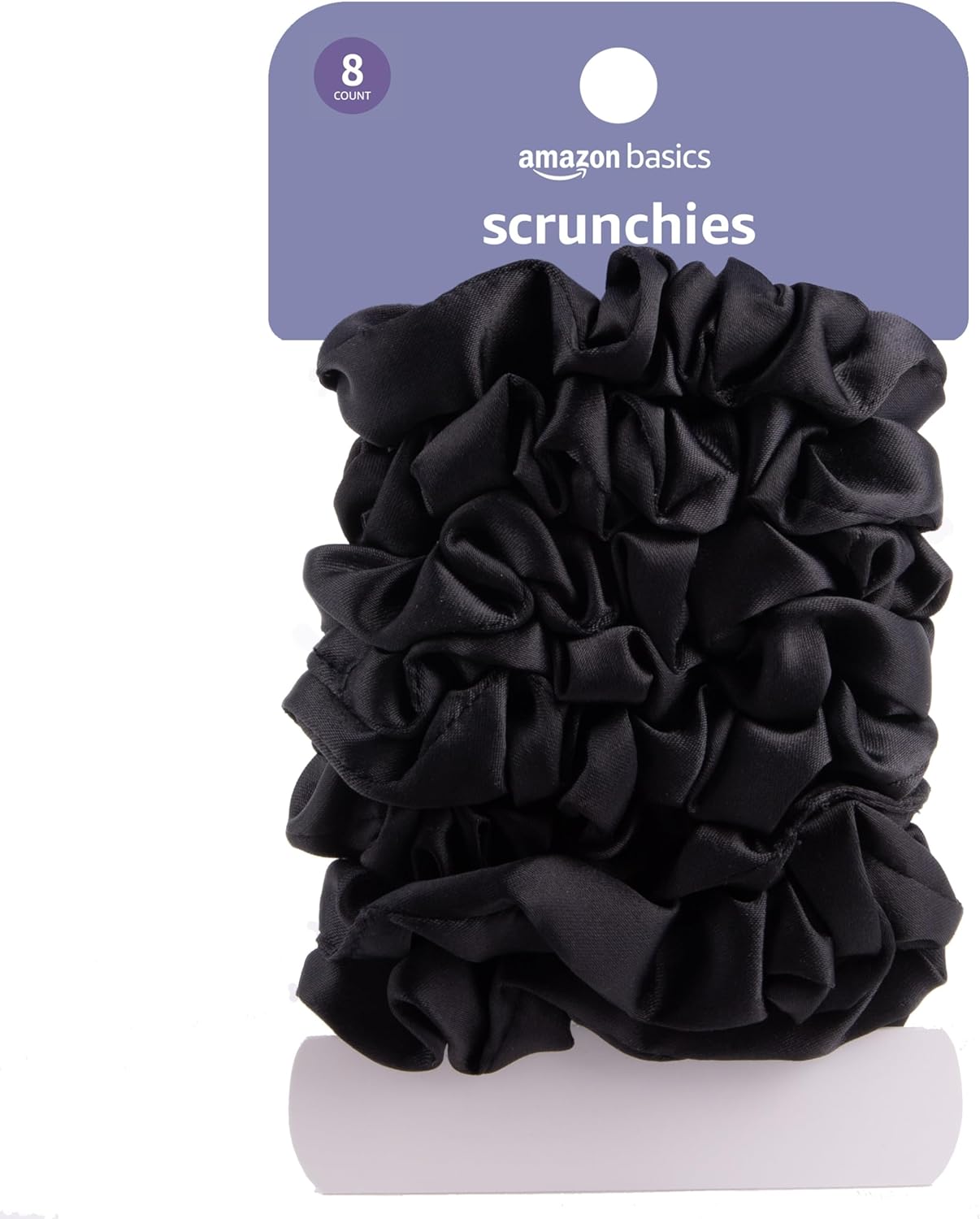 Amazon Basics Black Satin Scrunchies, 8 Pack Only $2.85