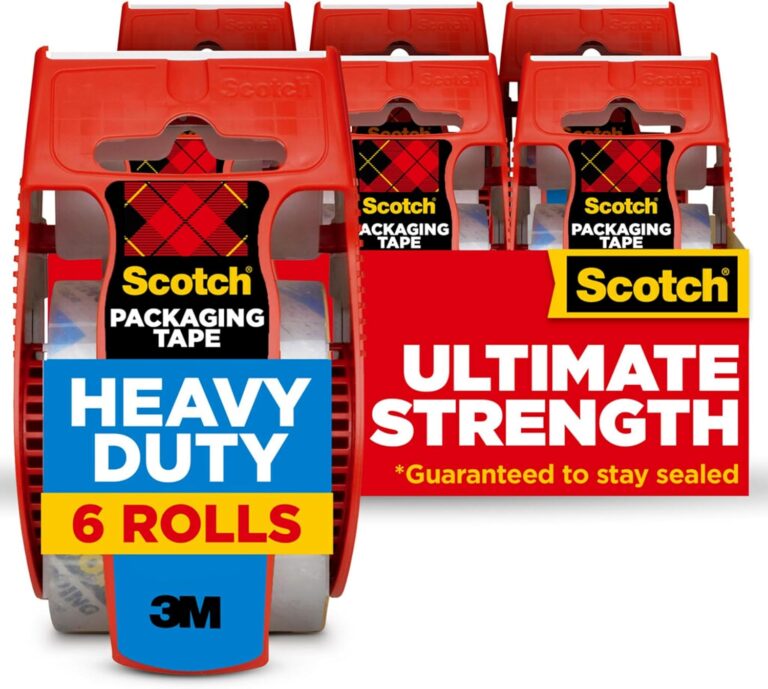 Scotch Heavy Duty Shipping Packing Tape, 6 Roll Dispensers Only $11.99
